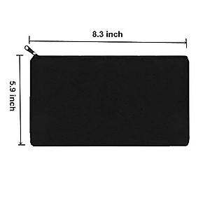 MENDERRY 12 Packs Black Blank Canvas Makeup Cosmetic Bags Pouch with Zipper, 8.3×5.9 inch Pencil Pen Pouch Case for DIY Craft (Black)