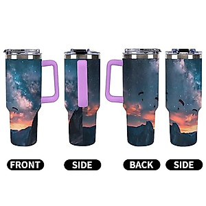 Skydiving Insulated Tumbler with Lid And Straw Stainless Steel Travel Coffee Mug 40oz Violet-style