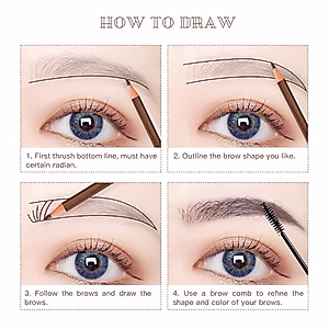 LSxia Waterproof Eye-Brows Pen-cil Set, Pull Cord Peel-off Eyebrow Pencil Microblading Eyebrow Pen Supplies Kit, White Eye-Liner Pencil and Eyebrows Tool Tattoo Makeup For Marking (5+1 Dark Brown)