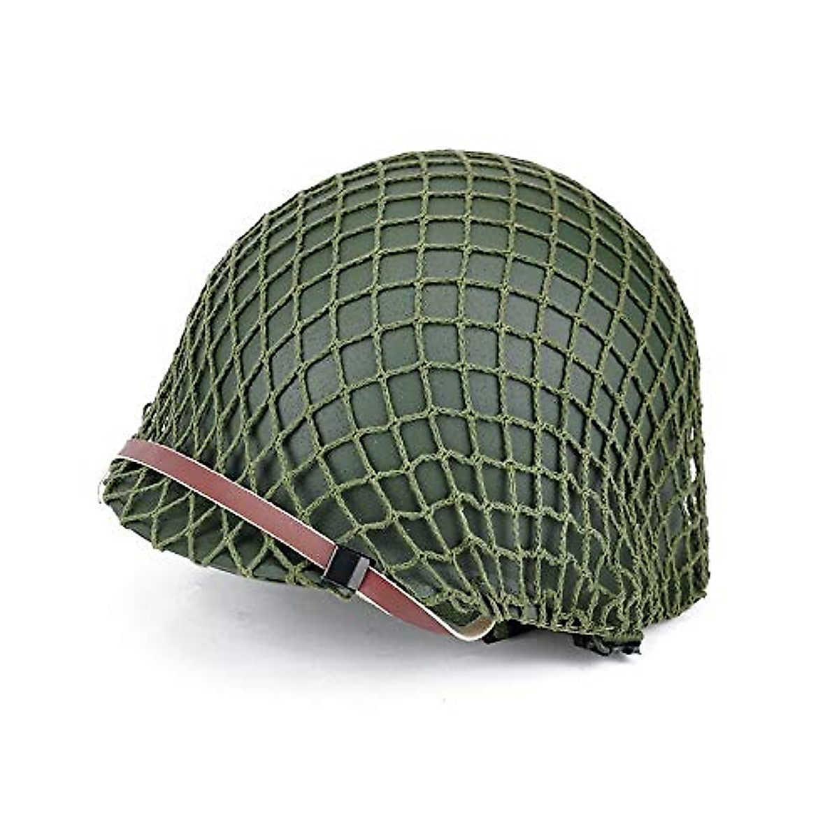 WWII US Army M1 Green Helmet Replica Adjustable with Net/Canvas Chin Strap Tactical Paintball Gear for Adults by BYHai