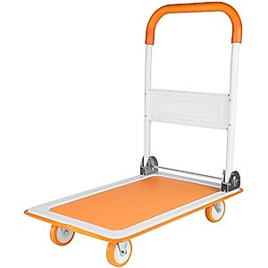 Foldable Push Cart Dolly, Moving Platform Hand Truck, Folding Moving Push Heavy Duty Rolling Cart with 330 lbs Weight Capacity (Orange)
