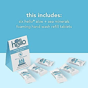 hello Foaming Hand Soap Tablets for Refilling, Dissolvable Hand Soap with Aloe and Sea Minerals Fragrance, Plant Based Soap Ingredients, No Harsh Preservatives, 6 Pack, 0.31 OZ Each