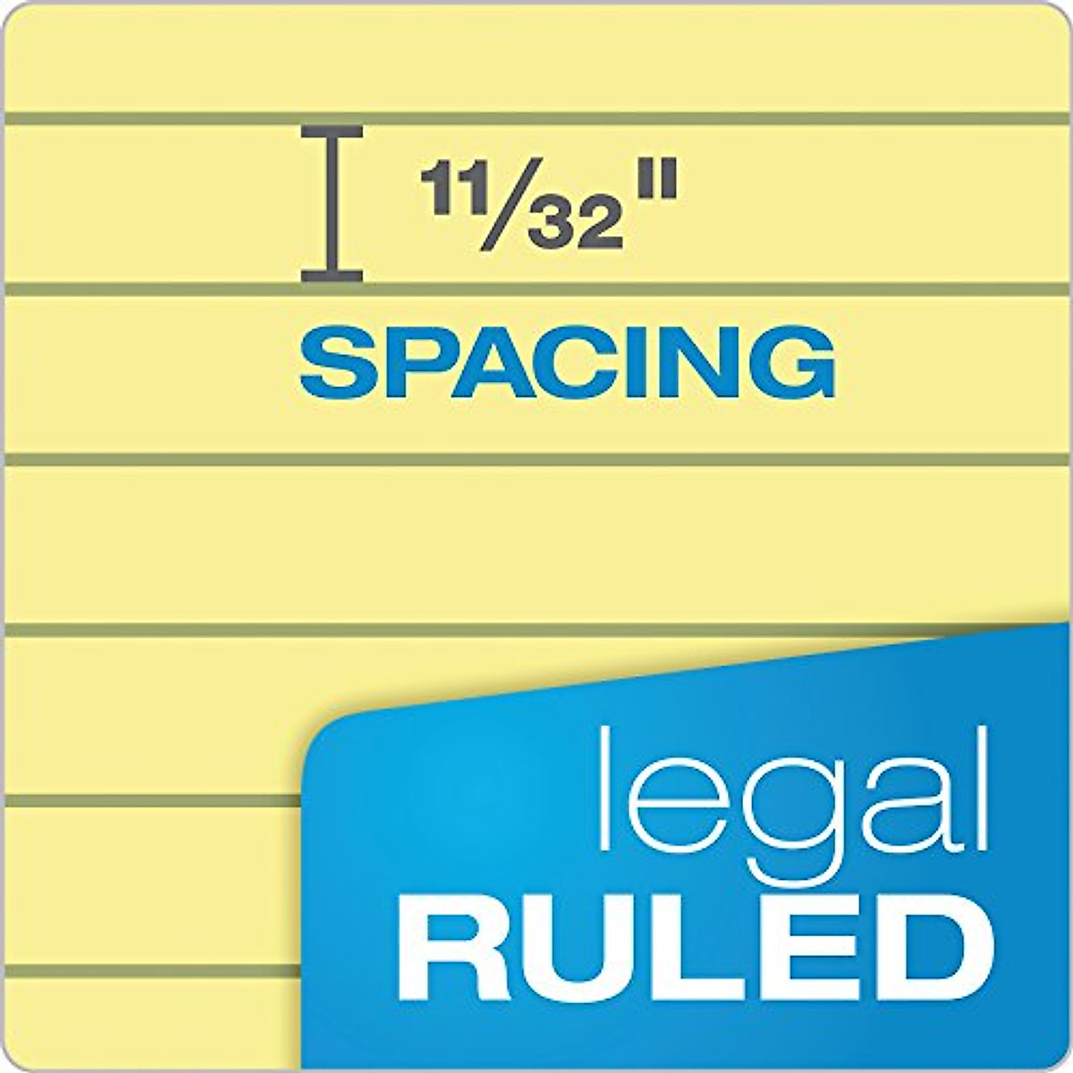 TOPS The Legal Pad Writing Pads, 8-1/2" x 11-3/4", Canary Paper, Legal Rule, 50 Sheets, 12 Pack (75351)