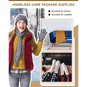 Jecery 72 Pieces Homeless Care Package Supplies Winter Coral Fleece Blanket Gloves Socks Beanies Scarves and Drawstring Bags Bulk for Winter Homeless Care