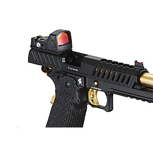 Lancer Tactical Knightshade Hi-Capa Gas Blowback Airsoft Pistol with Red Dot Mini Sight (Black/Gold)