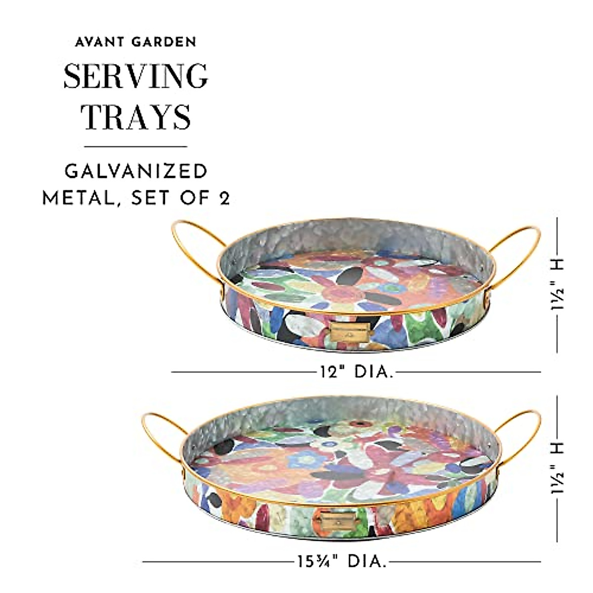 Mackenzie-Childs Avant Galvanized Outdoor Decorative Trays, Set of 2