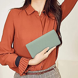 TAN.TOMI Wallets for Women,Vegan Leather Card Holder Bifold Womens Wallet,Large Capacity Wallet Women Zipper Coins Pocket with ID Window Light mint