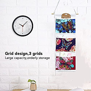 Serlium 3 Compartments DIY 5D Diamond Painting Storage Bag Kits Wall Hanging Storage Pocket Large Capacity Storage Foldable for Bedroom Bathroom