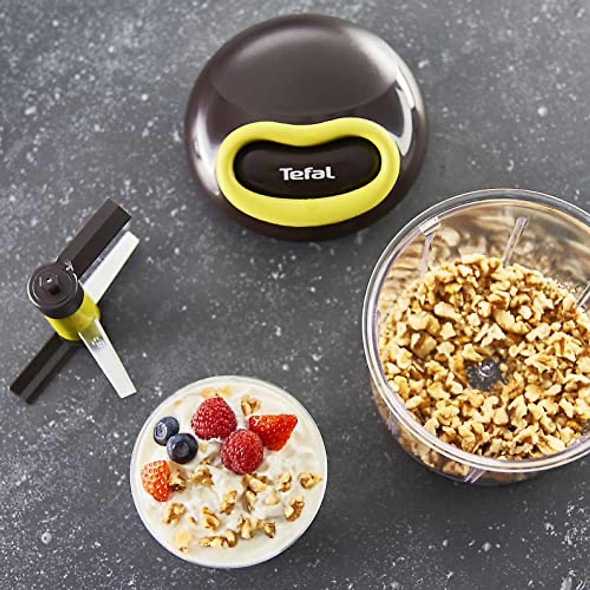 Tefal K13210 Black, Green, Transparent Manual Food Chopper (Black, Green, Transparent, Stainless Steel, 0.9 L, China, 850 g, 140 mm)