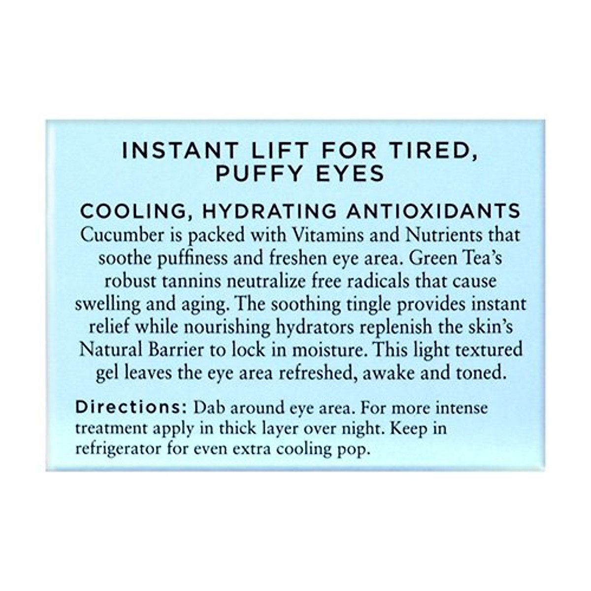 BASQNYC Cucumber Tea Eye Gel, 0.5oz