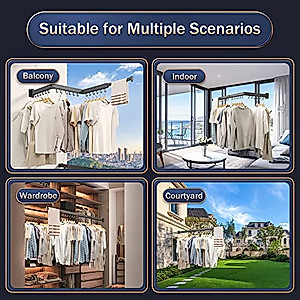 HEILAIYI Laundry Drying Rack Wall Mounted,Clothes Drying Rack,Drying Rack Clothing,Clothes Rack,Laundry Hanger Rack,Laundry Clothes Hanger,Laundry Rack Wall Mount,Retractable,Collapsible,Grey Color