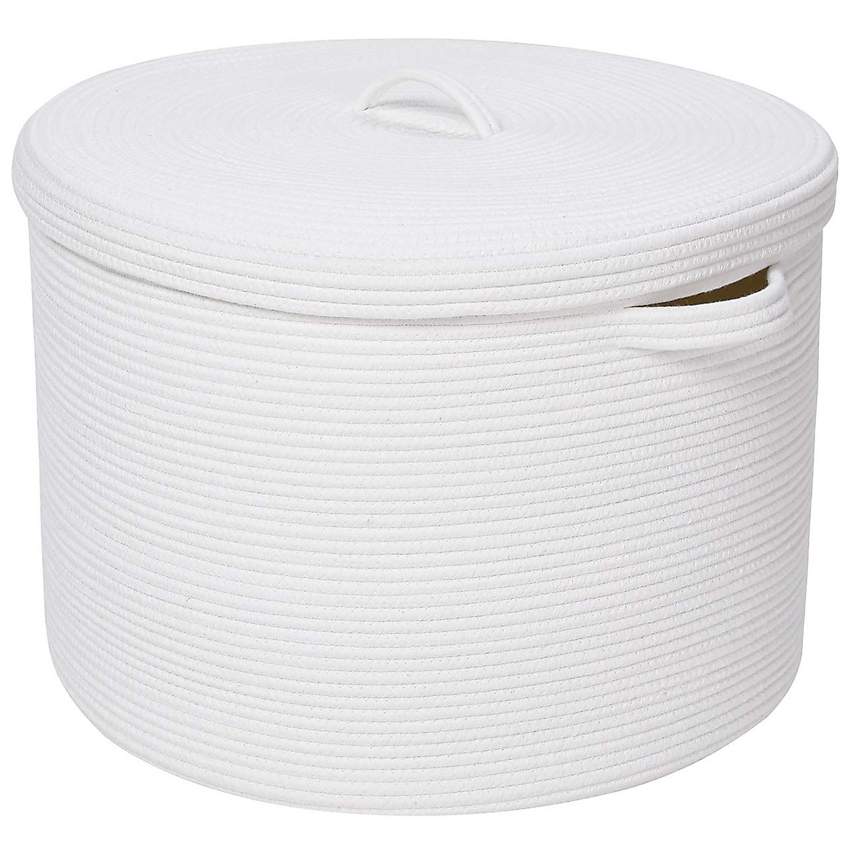 20" x 20" x 15" Extra Large Storage Basket with Lid, Cotton Rope Storage Baskets, Laundry Hamper, Toy Bin, for Toys Blankets Pillows Storage in Living Room Baby Nursery, Full White Basket with Cover