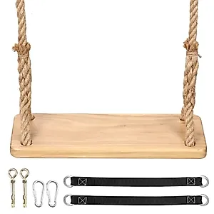 Wooden Tree Swing, 500lbs Load Capacity Wooden Swing for Adults & Kids, Adjustable Height, Waterproof Hanging Swing Seat for Indoor, Outdoor, Backyard, Garden, Playground (Kid)