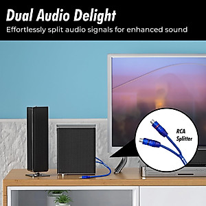 InstallGear 1ft Shielded 1 Male to 2 Female RCA Y Adapter Splitter Connector - RCA Splitter (2 Pack)