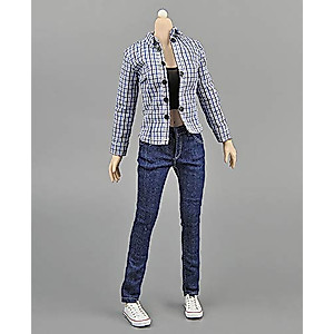 HiPlay 1/6 Scale Female Figure Doll Clothes, Handmade Full Suit, Jacket + Blouse + Pants + Belt Outfit for 12" Female Action Figure CM007(A)