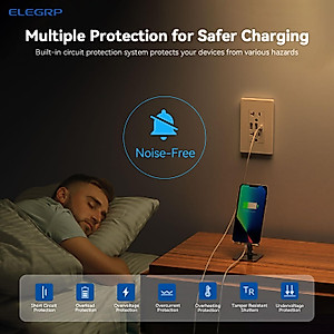 ELEGRP USB Outlets Receptacles, 3-Port USB C Wall Outlet, 30W 6.0A USB Electrical Outlet, 20 Amp Tamper-Resistant Outlet with USB C Ports, UL Listed, Screwless Wall Plate Included, 2 Pack, Matte White