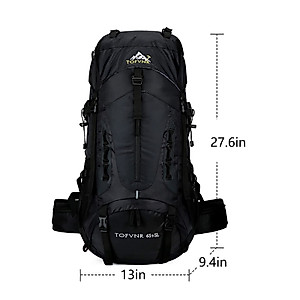 70L Large Camping Hiking Backpack , Lightweight Nylon Trekking Rucksack,For Men Women Outdoor Large Capacity Sports Mountaineering Backpack Climbing Travel Waterproof Daypack, Black