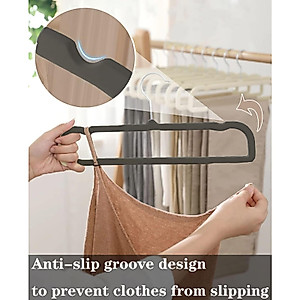 Pants Hangers Non Slip - 20 Pack Velvet Hangers for Closet - Thin Space Saving Clothes Hanger - Strong, Durable, Jean Hangers with 360 Degree Rotatable Hook, Tank Top Hangers for Bra, Shorts (Black)
