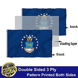 Air Force Flags 3x5 Outdoor Double Sided Made In USA- United States USAF Military Heavy Duty Flags with 2 Brass Grommets for Outdoor Indoor Wall