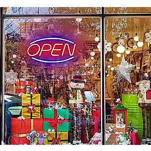 Large LED Neon Open Sign 18"x 8.6" for Business, Powered by USB with ON/OFF Switch Adjustable Brightness Open Neon Lights for Party Bar Salon Hotel Stores Window Wall Decor