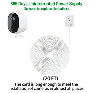 2Pack 20FT Power Adapter and Magnetic Charging Cable for Arlo Pro 3/Pro 4/Arlo Ultra/Ultra 2 Camera,JJMASEE Weatherproof Outdoor Cord and Charger for Arlo(Not for Pro/Pro2/Essential/Pro 3 Floodlight)
