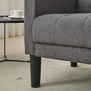 TYBOATLE Accent Chair, Fabric Living Room Arm Chairs for Bedroom, Mid Century Modern Upholstered Tufted Bedroom Office Armchair Single Sofa，Reading Lounging Side Lounge Chair (Dark Grey)