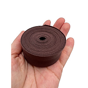PEPPERLONELY 5 Yards 25mm (1 Inch) 100% Cotton Single Fold Bias Type Bias Binding for Sewing and Hemming Ribbon - Dark Brown