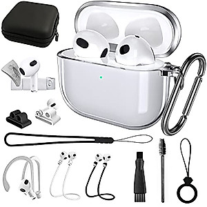 13in1 Clear Case for AirPods 3 Case Cover Accessories Set Kit, TPU Soft Silicone Protective Case for AirPods 3rd Generation Case with Keychain Compatible with Apple Air Pod 3 Gen Case Transparent