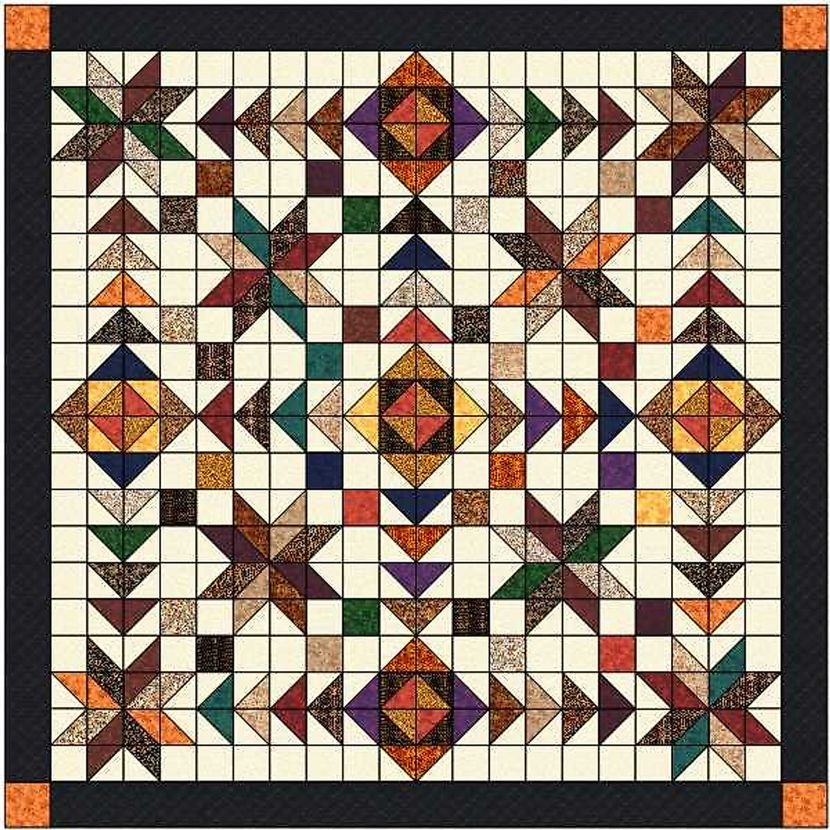 Material Maven Quilt Kit Autumn Sunset/Queen/Pre Cut & Ready to Sew!!, Multi Color, (asqk-01-90-90)