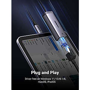 UGREEN USB C to Ethernet Adapter Type C Thunderbolt 3 to RJ45 Gigabit LAN Network Adapter Compatible with MacBook Pro, MacBook Air, Mac Mini, iPad Pro, Surface Book, Dell XPS, Chromebook, and More