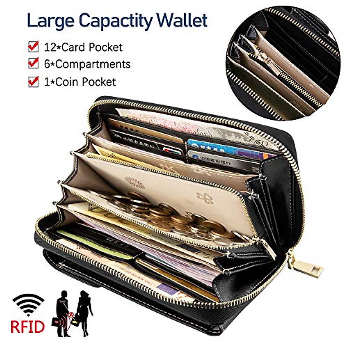 HUANLANG Small Crossbody Phone Bags for Women Leather Cell Phone Purse Wallet RFID Blocking Ladies Shoulder Bag Credit Card Slots Lightweight Crossbody Bag