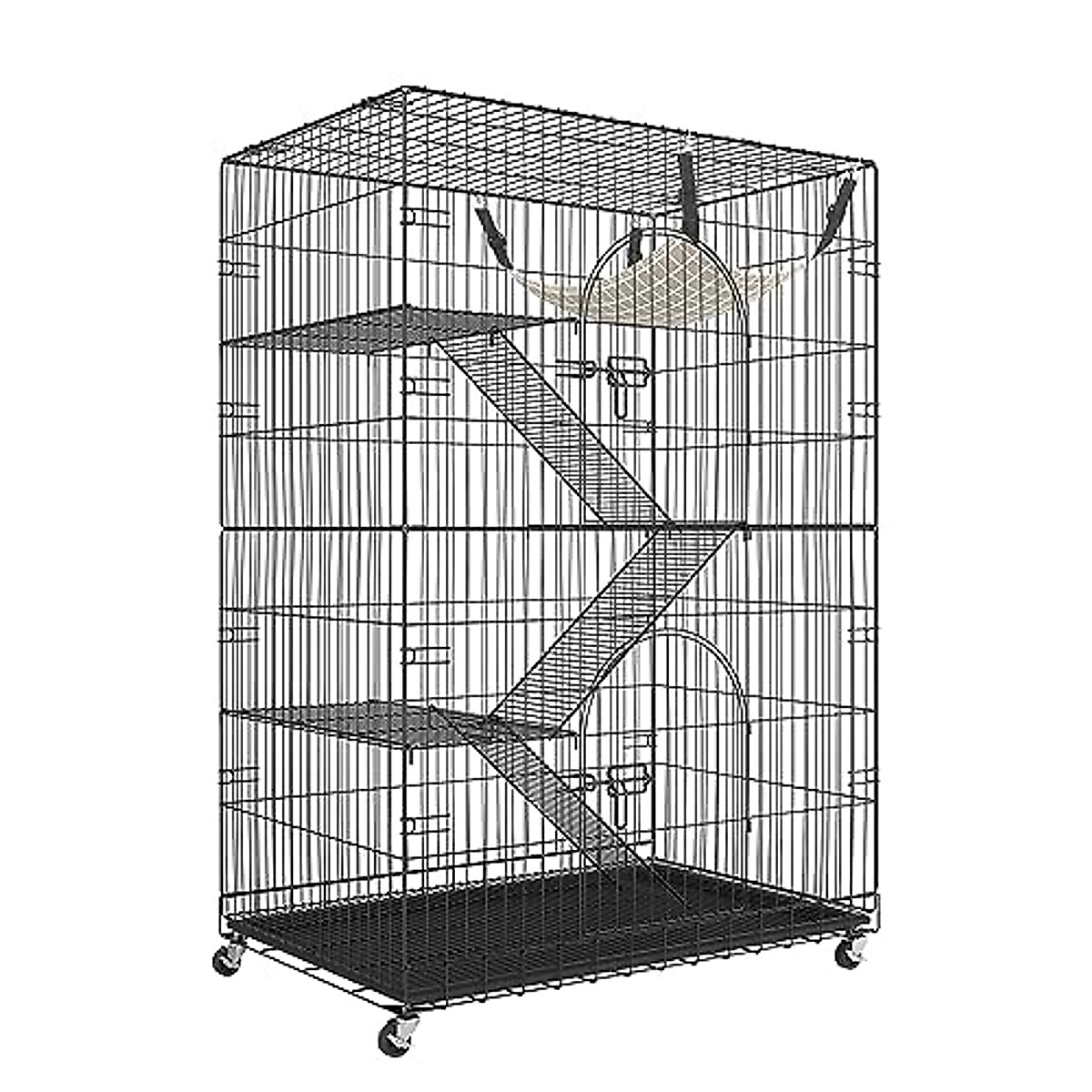 VEVOR Cat Cage Indoor Catio Cat Enclosure, Large Cat House on Rotating Wheels, 4-Tier Pet Playpen, Cat Crate Cat Kennel, 35.4" L x 23.6" W x 51" H