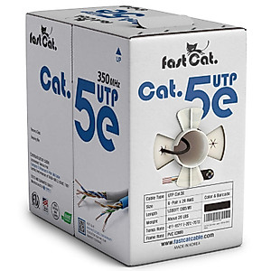 fast Cat. Cat5e Ethernet Cable 1000ft - 24 AWG, CMR, Insulated Bare Copper Wire Cat 5 ethernet Cable with FastReel - 350MHZ / Gigabit Speed UTP Cable Cat5e - CMR (Black)