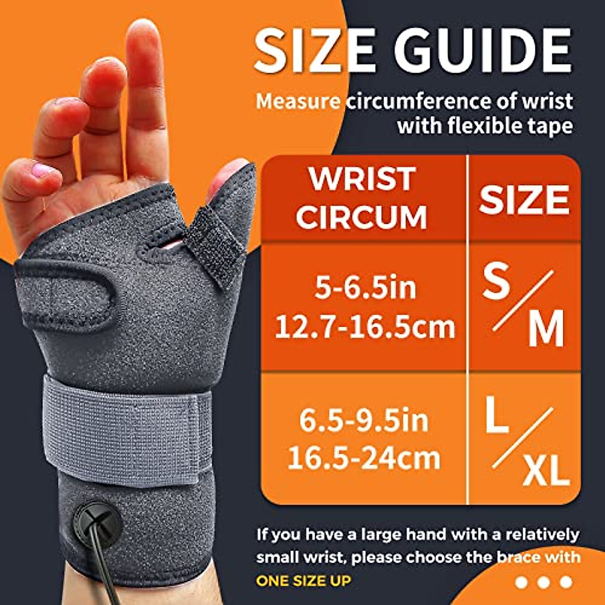 ELEKHEAL Wrist Thumb Brace Heating Pad for Arthritis and Carpal Tunnel Relief, Heated Wrap for Sprains Trigger Thumb, De Quervain's Tenosynovitis, Tendonitis Wrist Hand Pain Relief