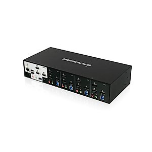 IOGEAR 4-Port 4K DisplayPort Triple View KVMP - 3 HDMI Monitors Outs - Converts DisplayPort to HDMI Out - 4096 x 2160 @60Hz - Control/Share USB 3.0 peripherals - Win 7+ Mac OS Linux - GCS1964