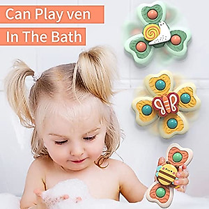LZZAPJ Spinning Sensory Learning Toys for Toddlers 1-3, Baby 6-12-18 Months Suction Cup Spinner Toy,Baby Bathtub Bath Toys, Birthday Gifts for 1 Year Old and 2 Year Old Boys and Girls
