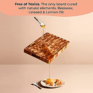 Extra Large End Grain Cutting Board [2" Thick] Made of Teak Wood and Conditioned with Beeswax, Linseed & Lemon Oil. 24" x 18" - Pixel Pattern - by Ziruma