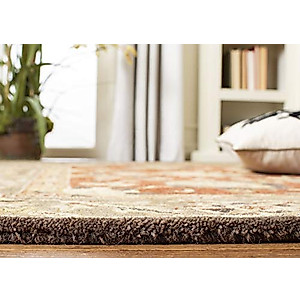 SAFAVIEH Anatolia Collection 8' x 10' Rust / Green AN512G Handmade Traditional Oriental Premium Wool Area Rug