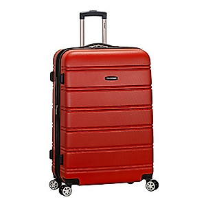 Rockland Melbourne Hardside Expandable Luggage with Spinner Wheels, RED, Checked Large 28"