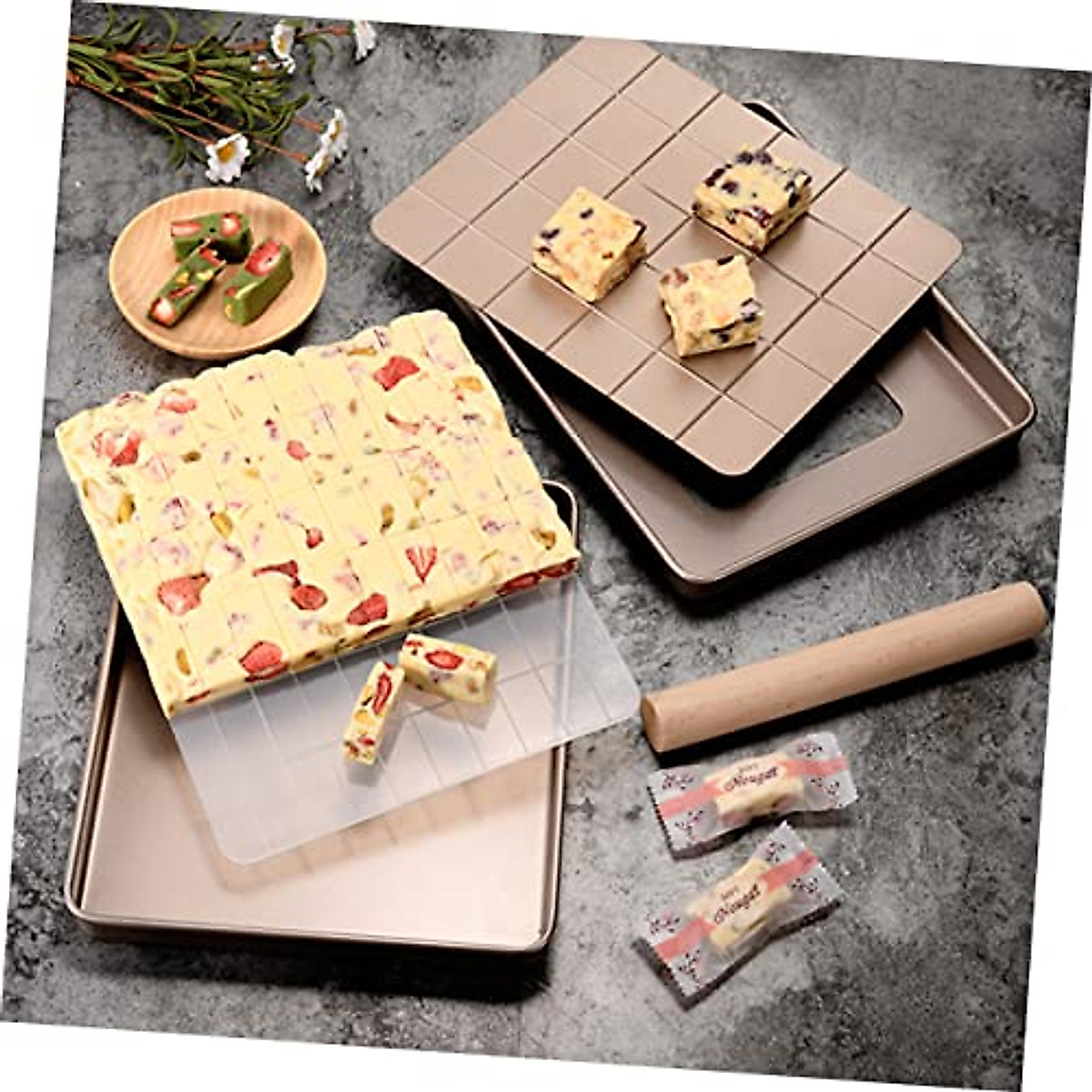 Kichvoe 1 Set Cake Baking Mould Pastry Baking Multipurpose Tool Nougat Making Supplies Microwave Tray Handmade Nougat Molds Stainless Steel Tray Crisp Mold Energy Bar Metal Dedicated