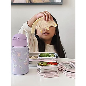 MIRA 15 oz Kids Stainless Steel Water Bottle - Thermos Insulated Flask Keeps Cold - One Touch Straw Lid Cap, Blue - Planets