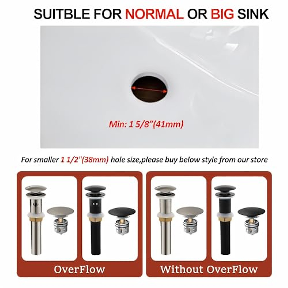 Yodel Faucet Bathroom Sink Drain Stopper Pop up Drain Without Overflow for Vessel Sink Lavatory Vanity,Brushed Nickel