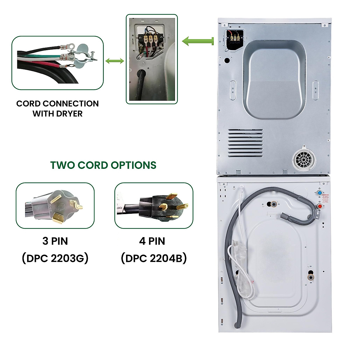 Equator Power Touch 18 lbs Compact 110V Washer +220V Vented Digital 4cf Dryer