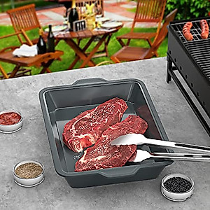 Food Prep BBQ Tray, 4-piece Grill Prep Trays Include a Silicone Marinade Container for Marinating Meat & a Stainless Steel Serving Platter for all your Grilled Barbecue, Heavy Duty & Easy Clean, Grilling Gifts for Men