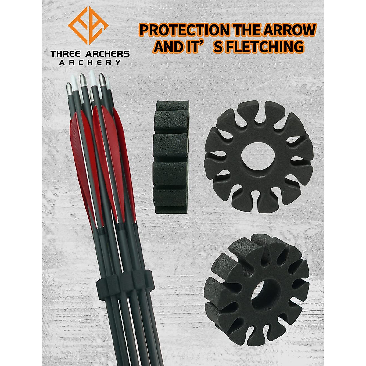 THREE ARCHERS 8Pcs EVA Foam Arrow Pack Round EVA Arrow Separator Holder Archery Protective Rack for Arrows Outdoor Hunting & Targeting Accessory