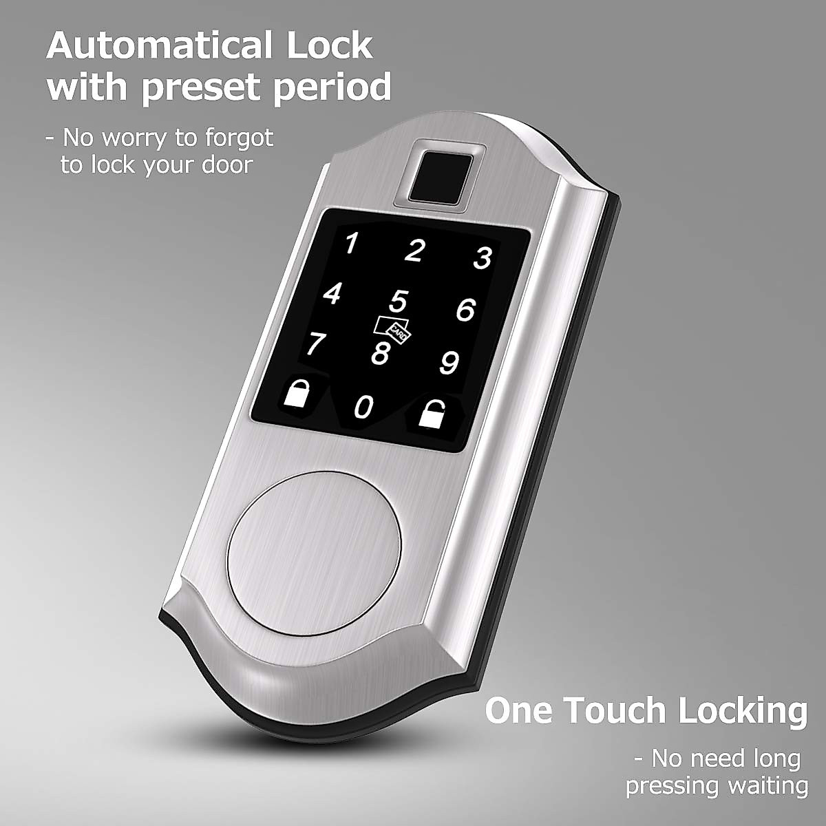 Narpult Fingerprint Smart Lock, Keyless Entry Door Lock, Electronic Deadbolt Door Lock, Bluetooth Keypad Digital Lock - App Control, Biometric, Fobs, Passcodes and Keys. - Satin Nickel