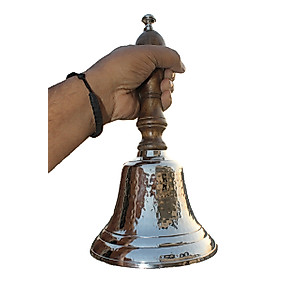 Brass Hand Call Bell, Heavy Duty, Very Loud Sound, Brass Dinner Bell Ideal Gift for Home Office, School, Teacher, Nautical, Spa, Aromatherapy