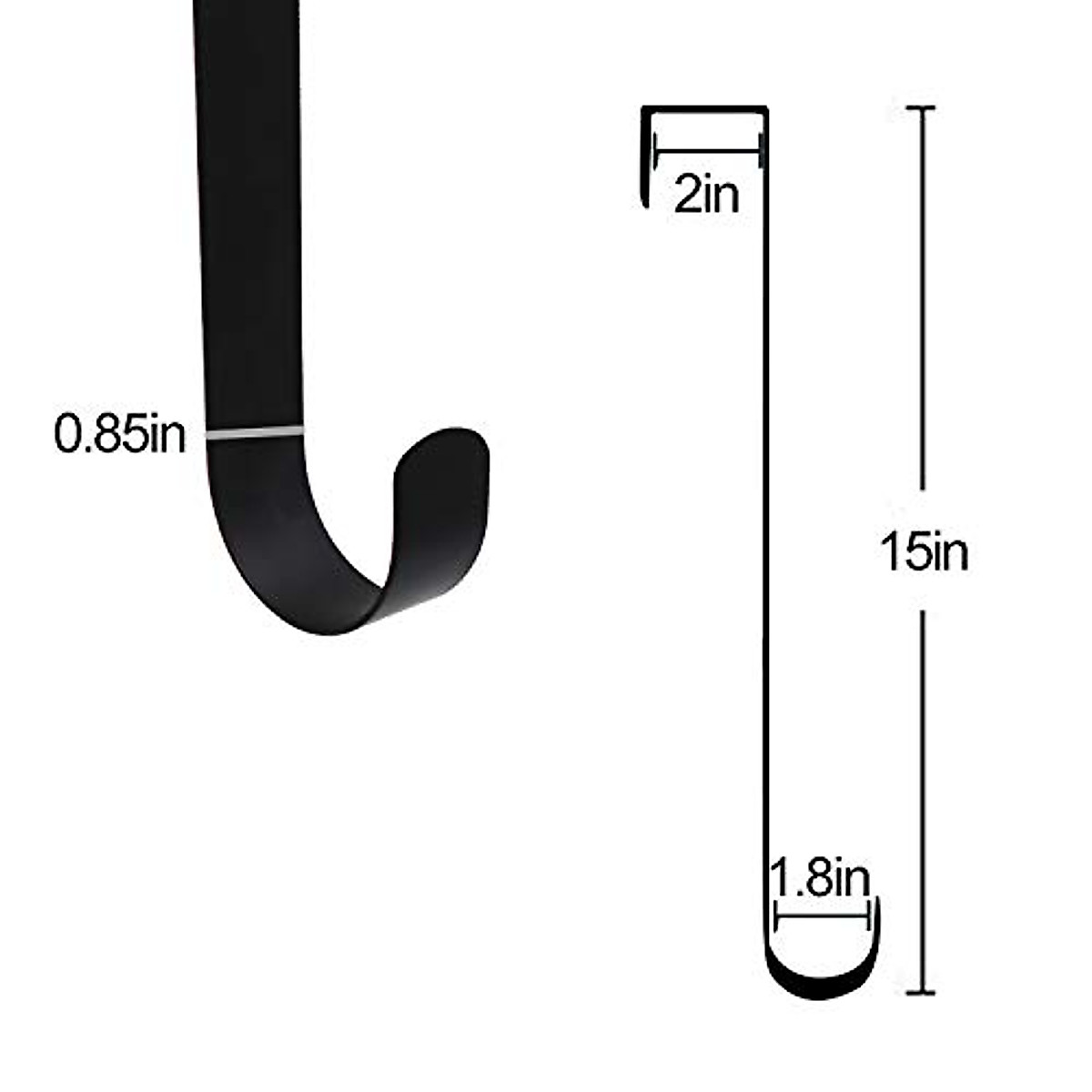 ESFUN 2 Pack 15" Black Wreath Hanger for Front Door, Metal Wreath Hooks Holder Over The Door Wreath Hanger for Hanging Christmas Decorations Xmas Decor