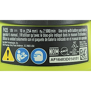 RYOBI P435 One+ 18V Lithium Ion 10" 2500 RPM Cordless Orbital Buffer/Polisher with 2 Bonnets (Battery Not Included, Power Tool Only)