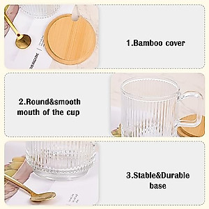 Moretoes Coffee Glass Mugs, 6pcs, 12oz, Classic Vertical Stripes Coffee Cups, Aesthetic Cups Cute Drinking Glasses, Iced Coffee Cup